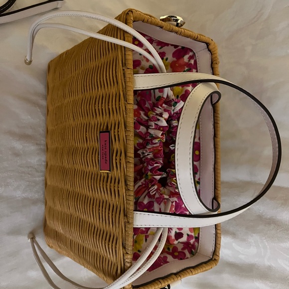 kate spade | Bags | Kate Spade Sam Wicker Medium Satchel With White And ...